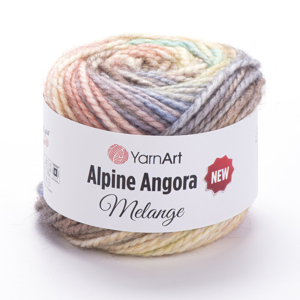 Пряжа для вязания YarnArt Alpine Angora Melange New 6405 коралл голубой 150 гр/150 м 20% шерсть, 80% акрил