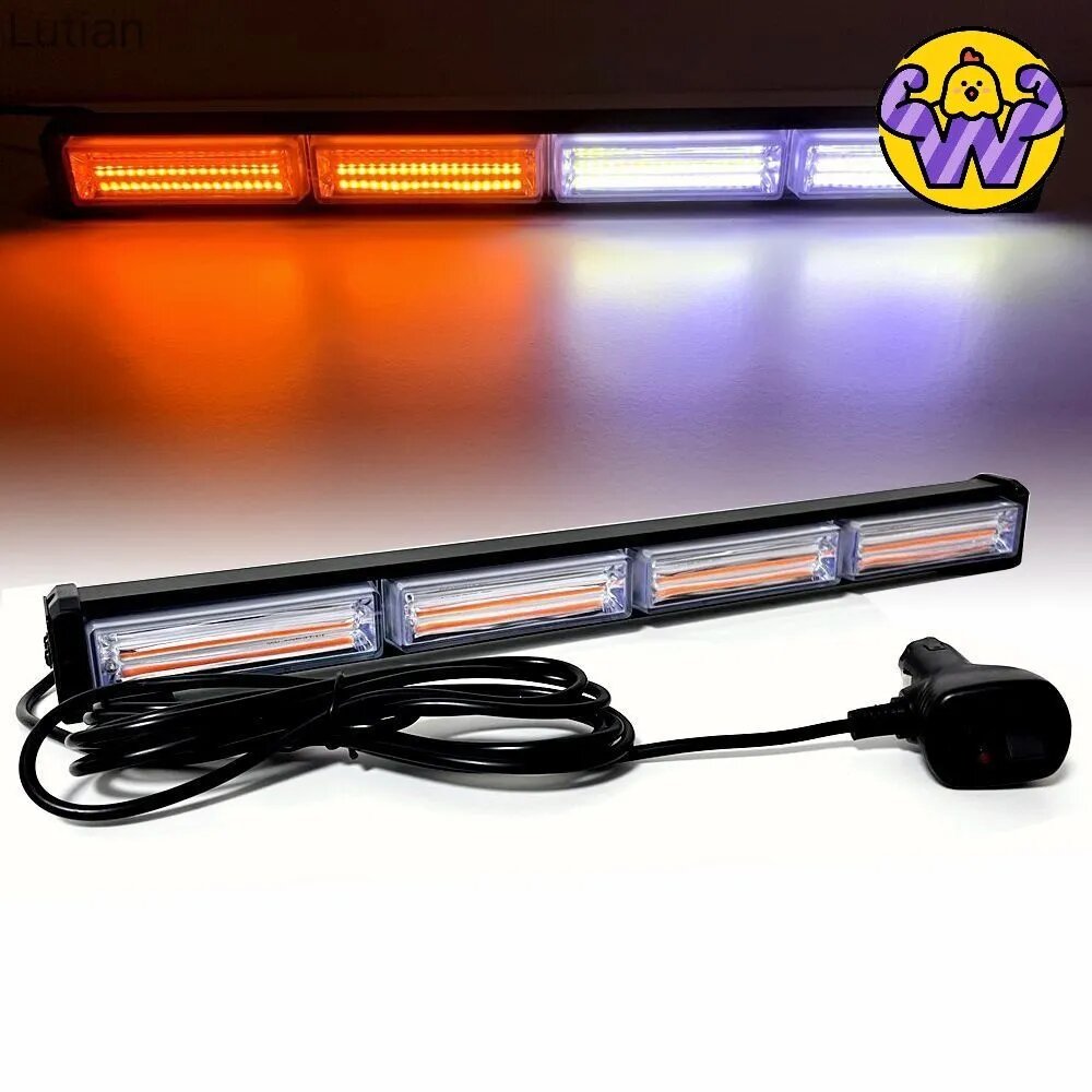 Проблесковая балка мигалка желто-белый на спецтехнику / led стробоскоп на крышу авто 12/24v 43CM