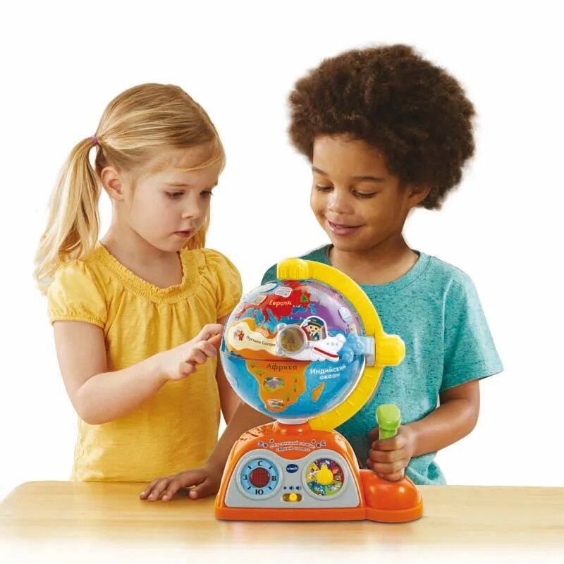Обучающий глобус VTech Яркий полет для детей с 27 мелодиями, интерактивный, зоогеографический — фото 1