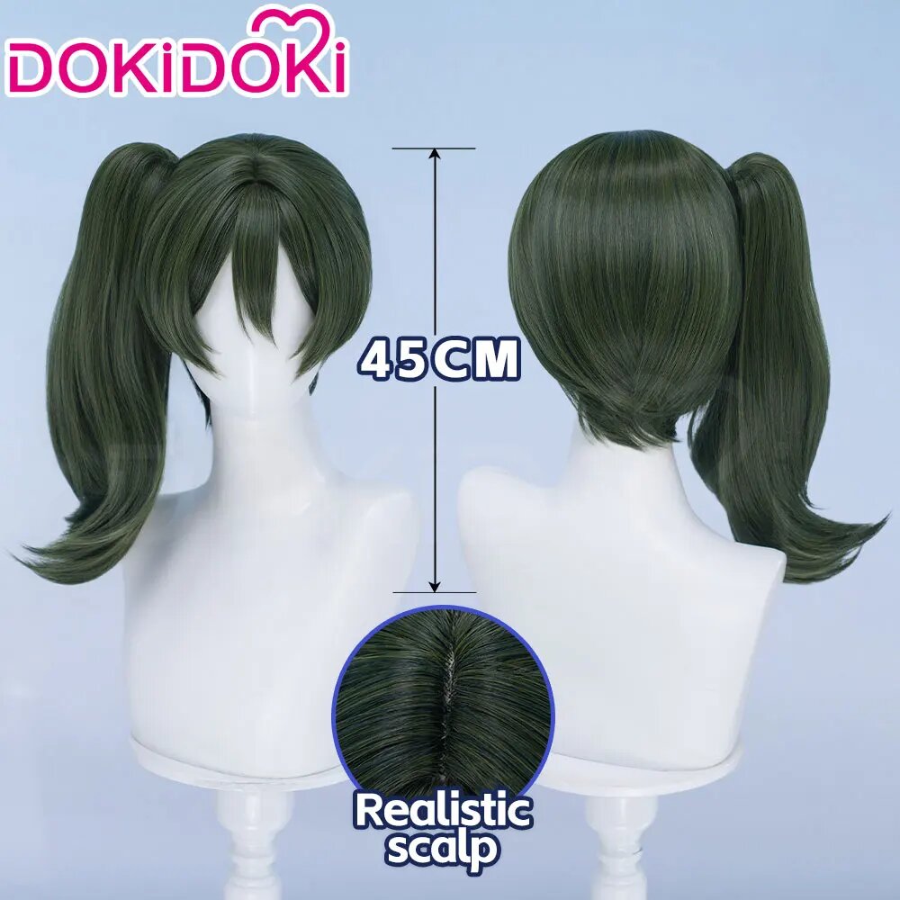 Парик DokiDoki, зеленый, 45 см, с реалистичным основанием