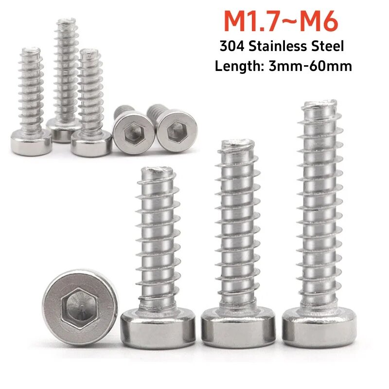 Саморезы из нержавеющей стали 304 с шестигранной головкой M1.7-M6 M4x25mm-20pcs