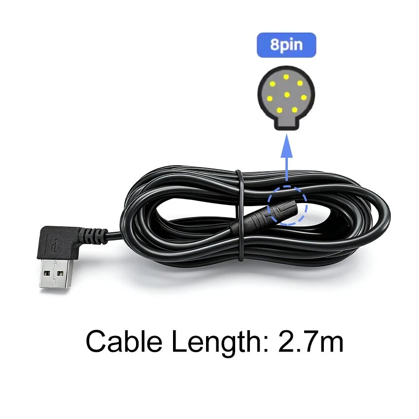 USB кабель 8pin, 2.7м, черный