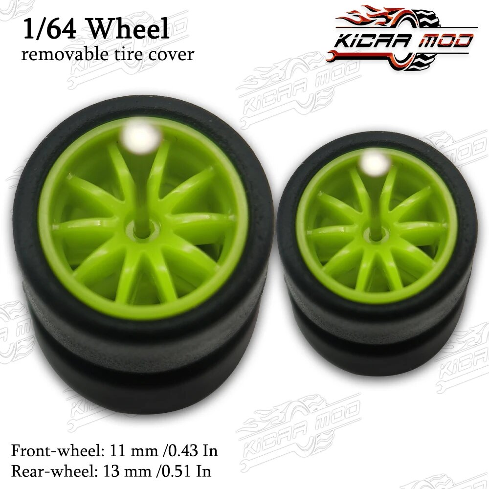 1/64 RLC Премиум колеса с шинами для горячих колес RLC мышечный автомобиль 10 спиц Модель автомобиля запчасти D:11 мм + 13 мм (1 комплект)