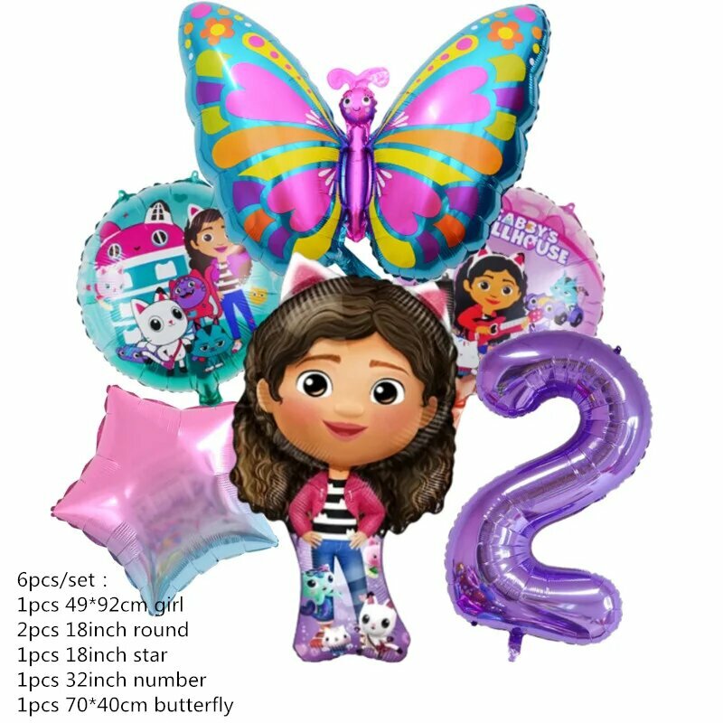 Воздушные шары Globos для дня рождения Gabby Dollhouse Number Set 2