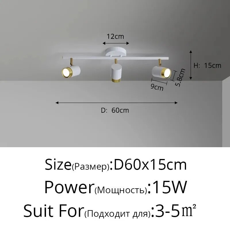 Потолочный светильник LED White Aluminum Acrylic 60cm 15W 3-5m² for Living Room Bedroom Store