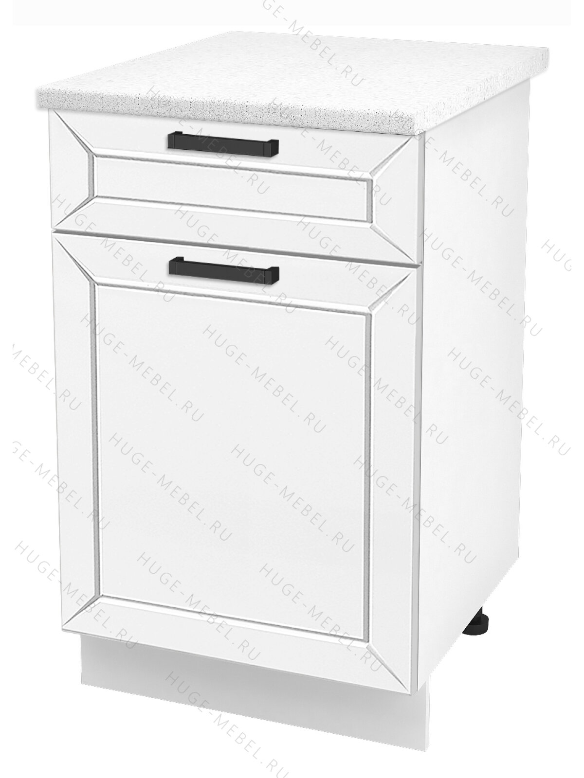 Нижний кухонный шкаф с ящиком 500 Альфа (белый) Huge Mebel. Ширина 500 Высота 840. Модули кухонные нижние