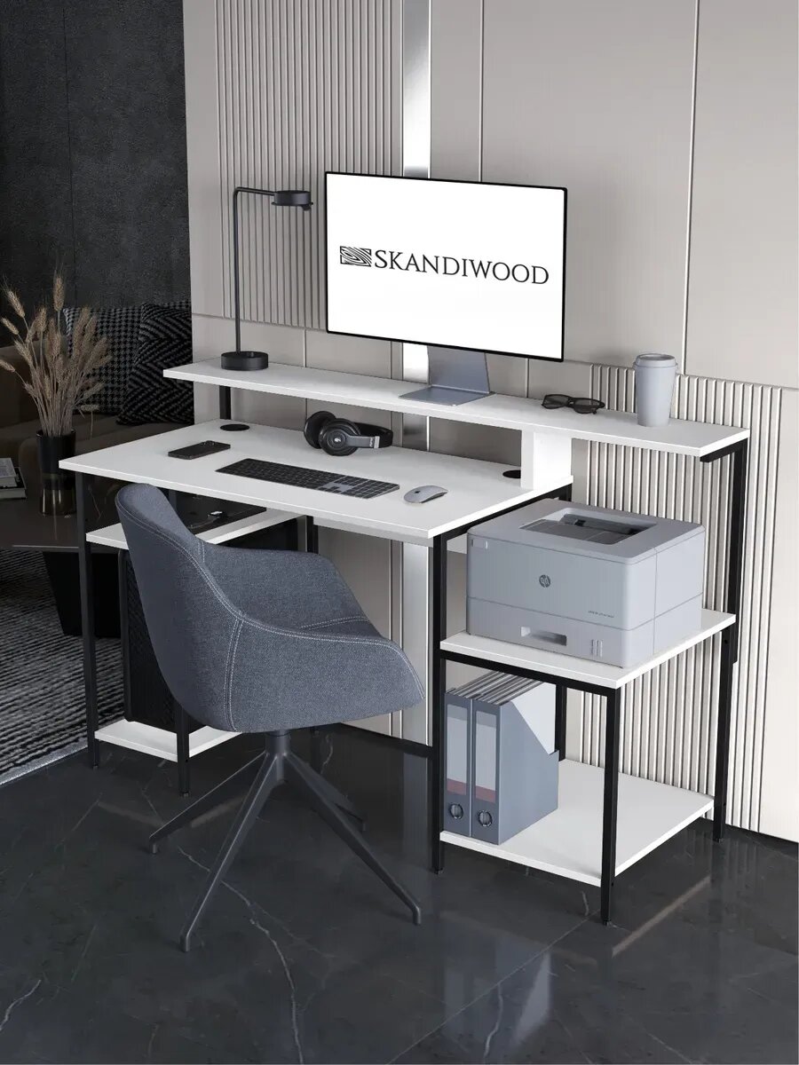 Компьютерный стол с полкой для монитора письменный для школьника геймерский