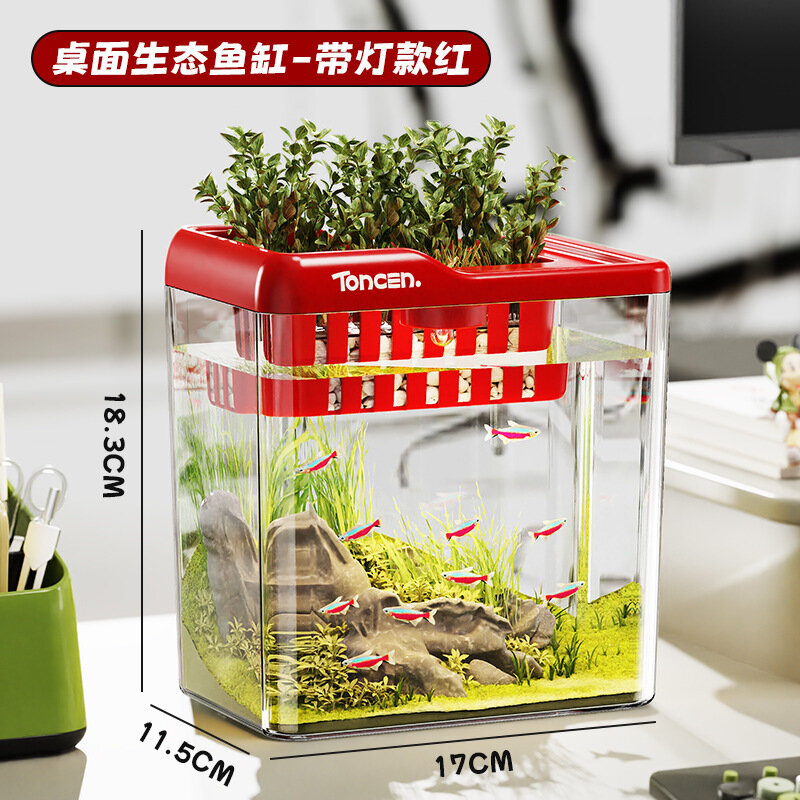 Новый многофункциональный аквариум для разведения черепах для гостиной, домашнего использования, имитация стекла, прозрачный, небольшой настольный экологический аквариум для офиса.