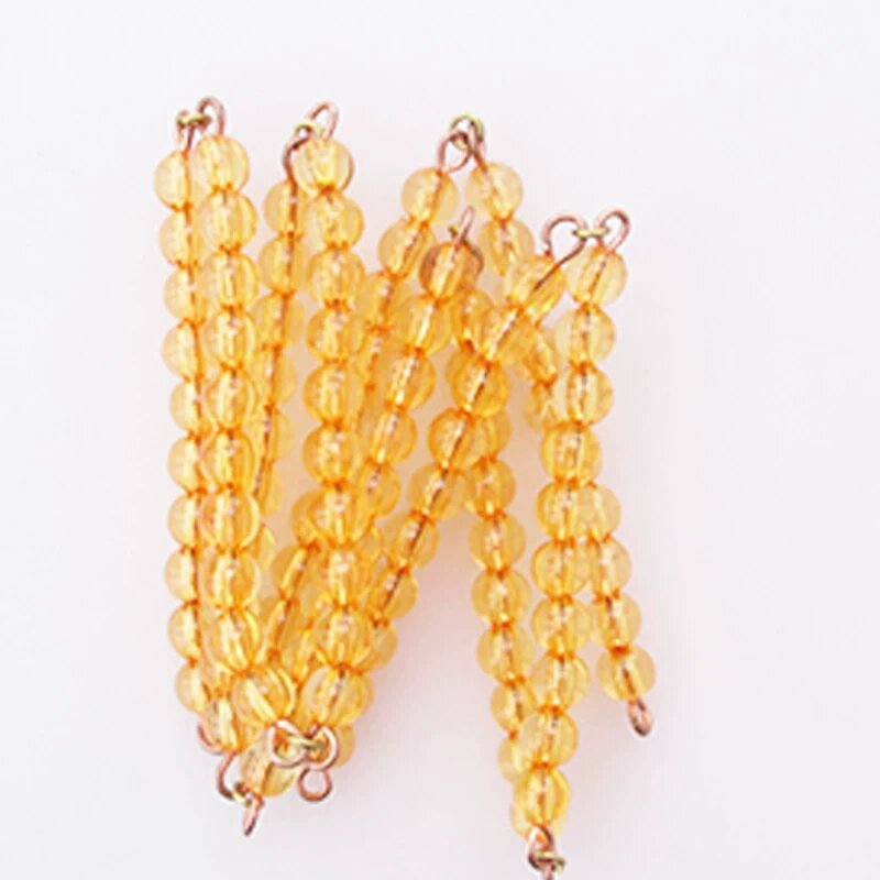 Набор деревянных монтессори бусин золотого цвета прозрачных для раннего обучения, 100 бусин обучающая игрушка для