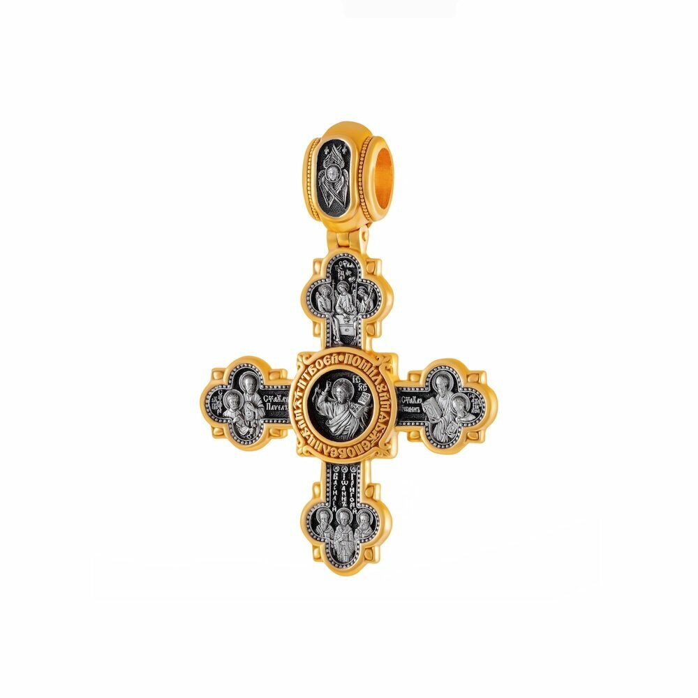 Крестик, серебро, 925 проба, золочение, чернение