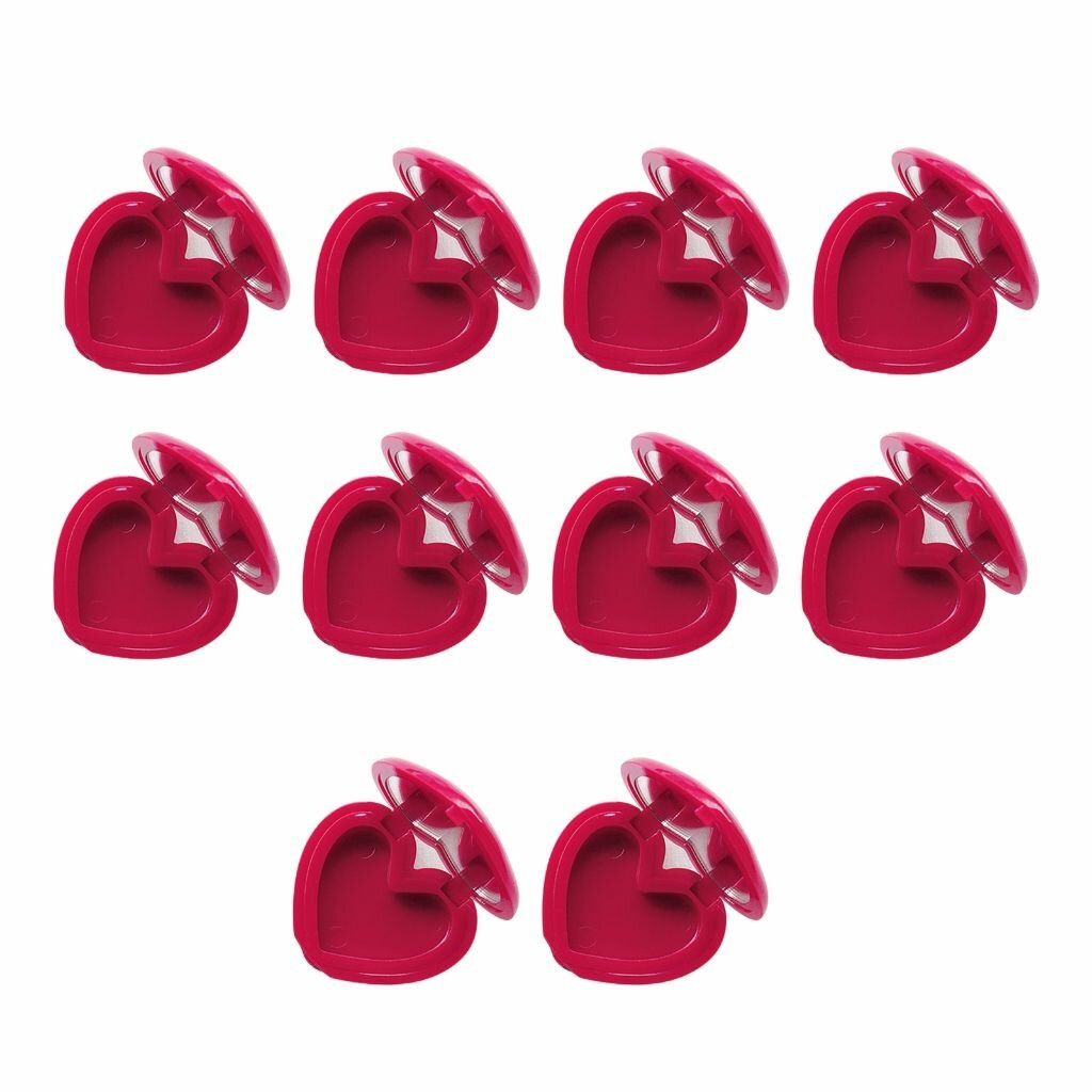 Косметические флаконы, Коробка для губной помады в форме сердца с зеркалом - розовая, 10 штук