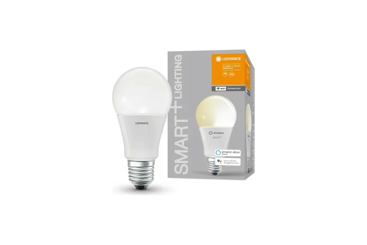 Умная LEDVANCE SMART+ WiFi Classic Diable 100 14W/2700K E27 грушевидная матовая лампа с управлением из приложения и пультом, 15000 ч, A+ энергоэффективность, 1521 лм, теплый белый свет.