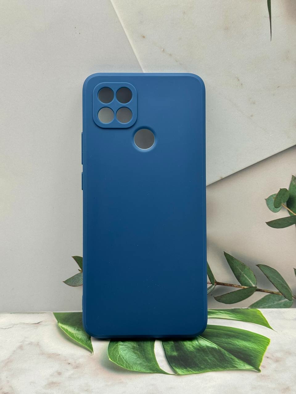 Чехол силикон для OPPO A15, A15s, ударопрочный, защита камеры, темно-синий