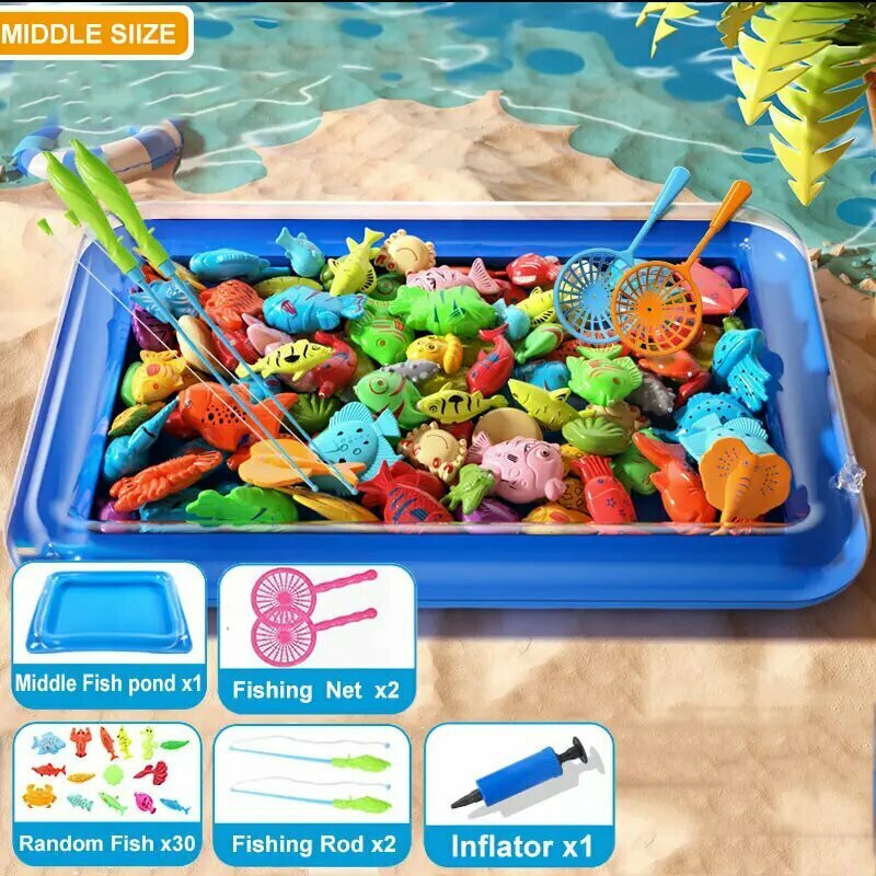 Магнитный набор для рыбалки, надувная модель для вечеринки у бассейна, игровые игры и MIDDLE SIZE