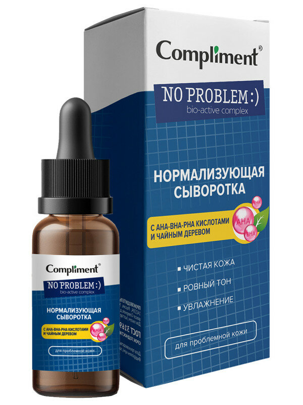 Сыворотка для лица COMPLIMENT 915465 no probl с ана-вна-рна кислотами и чайным деревом, 27х12 шт