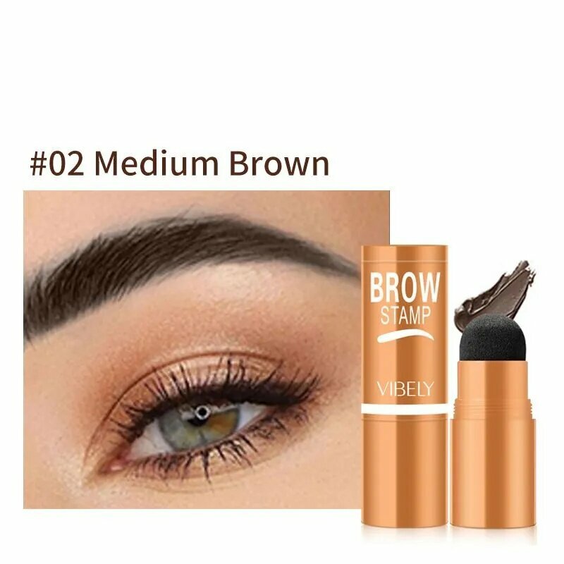 VIBELY Eyebrow Stamp: Водостойкий и устойчивый к поту. Мгновенное нанесение. 24-часовая стойкость. Изогнутый штамп для создания идеально симметричных бровей за 3 секунды.