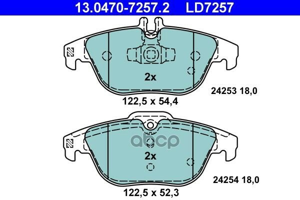 Колодки торм. зад. CERAMIC MERCEDES BENZ C CLASS 2007 >>, E-CLASS 2009 >>, GLK-CLASS 2008 >> Ate арт. 13-0470-7257-2