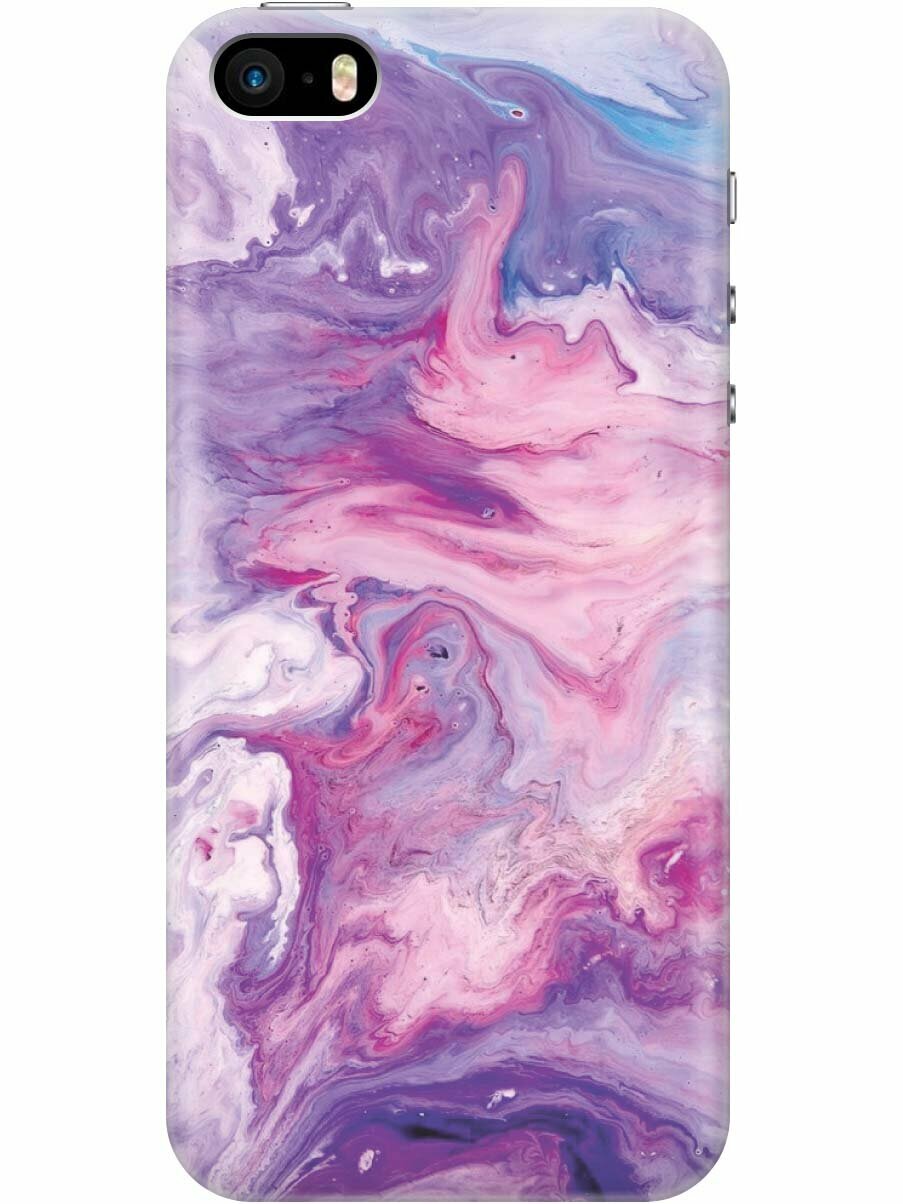 Силиконовый чехол на Apple iPhone SE / 5s / 5 / Эпл Айфон 5 / 5с / СЕ с рисунком "Purple Marble"