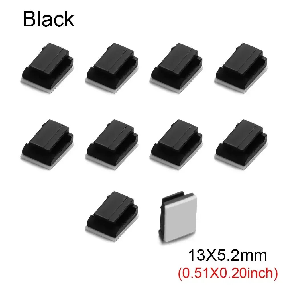 Пластиковые самоклеящиеся кабельные зажимы Black-13X5.2mm