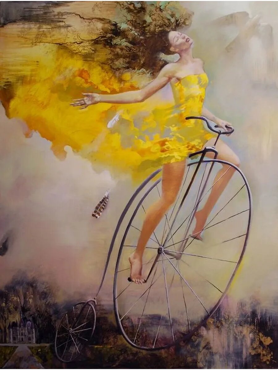Картина по номерам на холсте Девушка Велосипед 40*50 см
