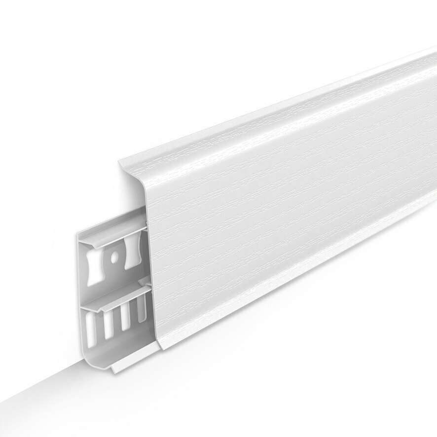 Пластиковый плинтус Идеал Деконика 85 мм Белый матовый 001, 1 шт.