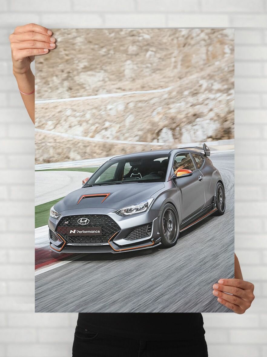 Плакат на стену для интерьера Авто и Мото (Хендай Велостер N - Hyundai Veloster N 2) - Постер по транспорту формата A1 (61x84 см)