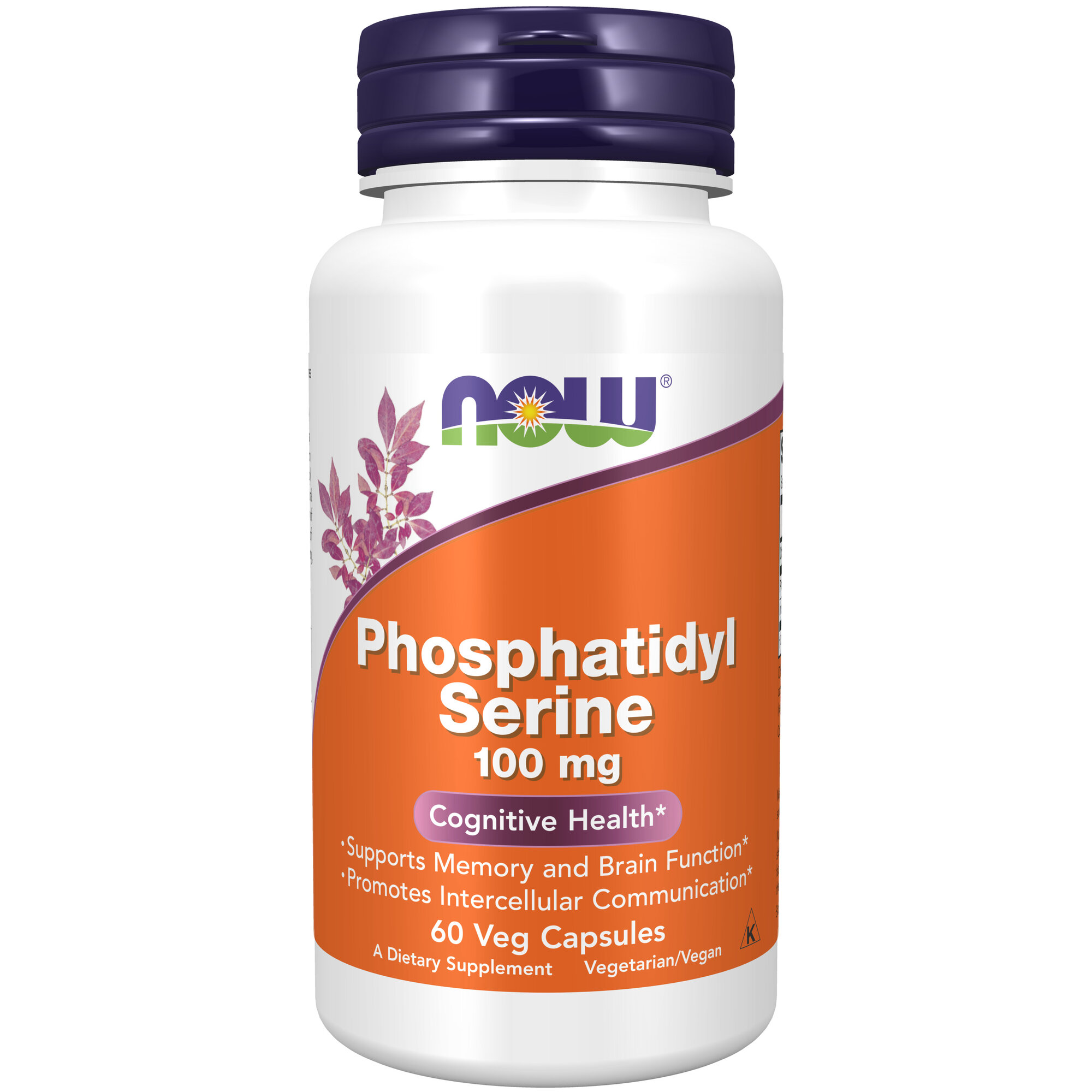 NOW Phosphatidyl Serine, Фосфолипид (фосфатидилсерин), 100 мг, 60 капсул, Антиоксидант для мозга, когнитивных функций