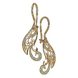 Серьги, красное золото, 585 проба, фианит