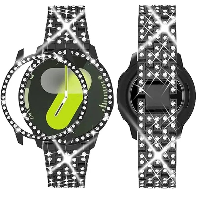 Ремешок + чехол для Samsung Galaxy Watch 7 40 мм 44 мм Блестящий ремешок для ПК Защитный чехол для Galaxy Watch 7