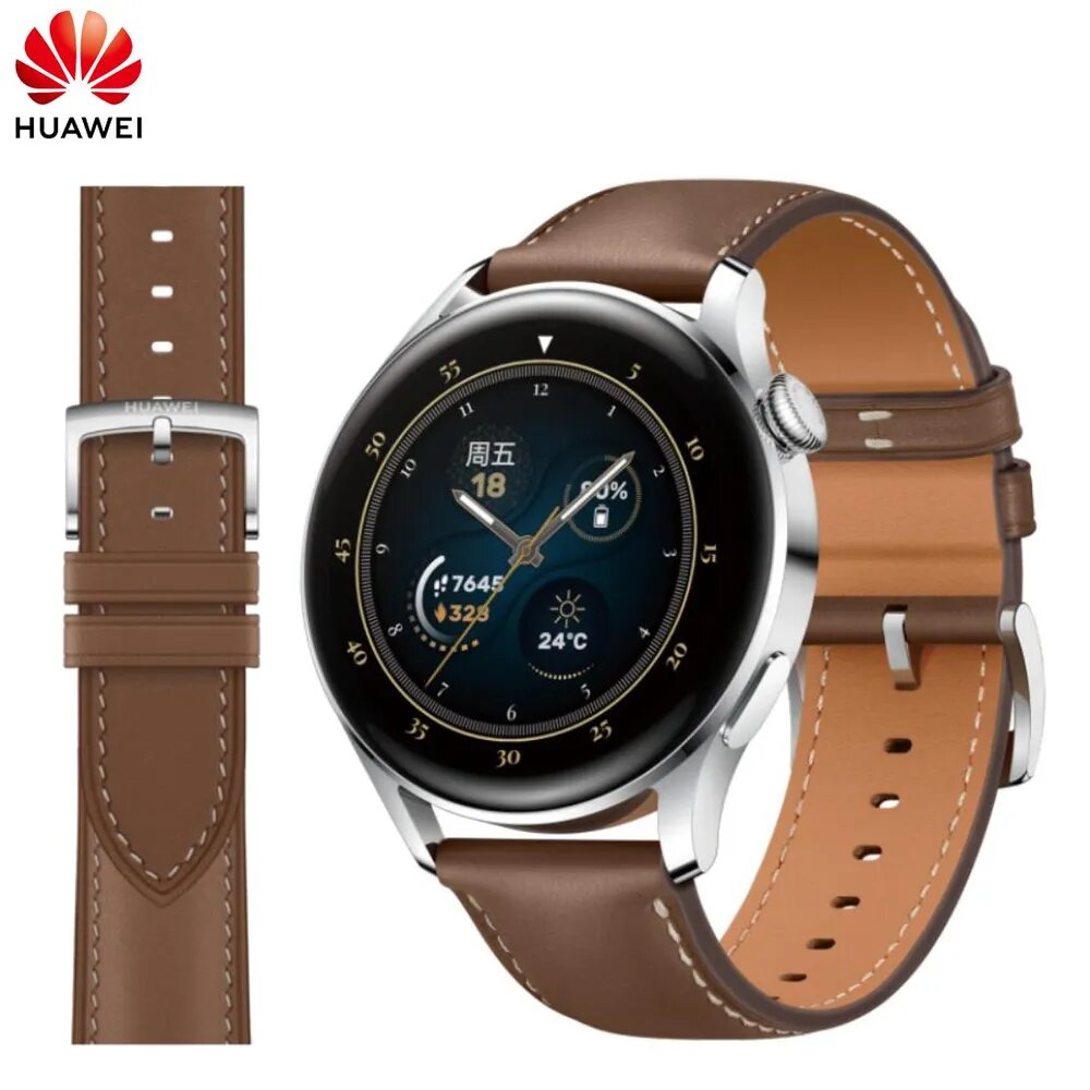HUAWEI EasyFit fashion series натуральная кожа заостренный ремешок из телячьей кожи цвета какао (22 мм)