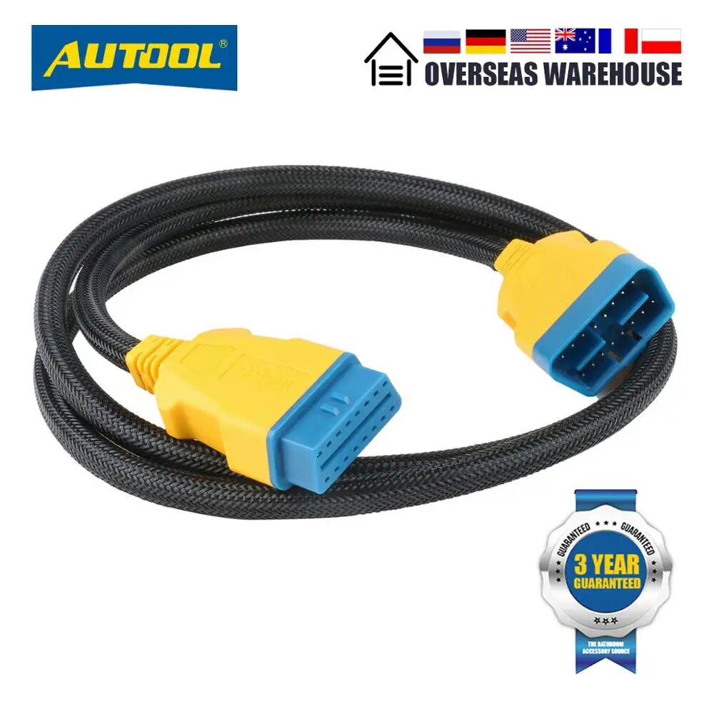 Кабель-удлинитель AUTOOL OBD2, 1,5 м, 150 см, 16-16 контактов