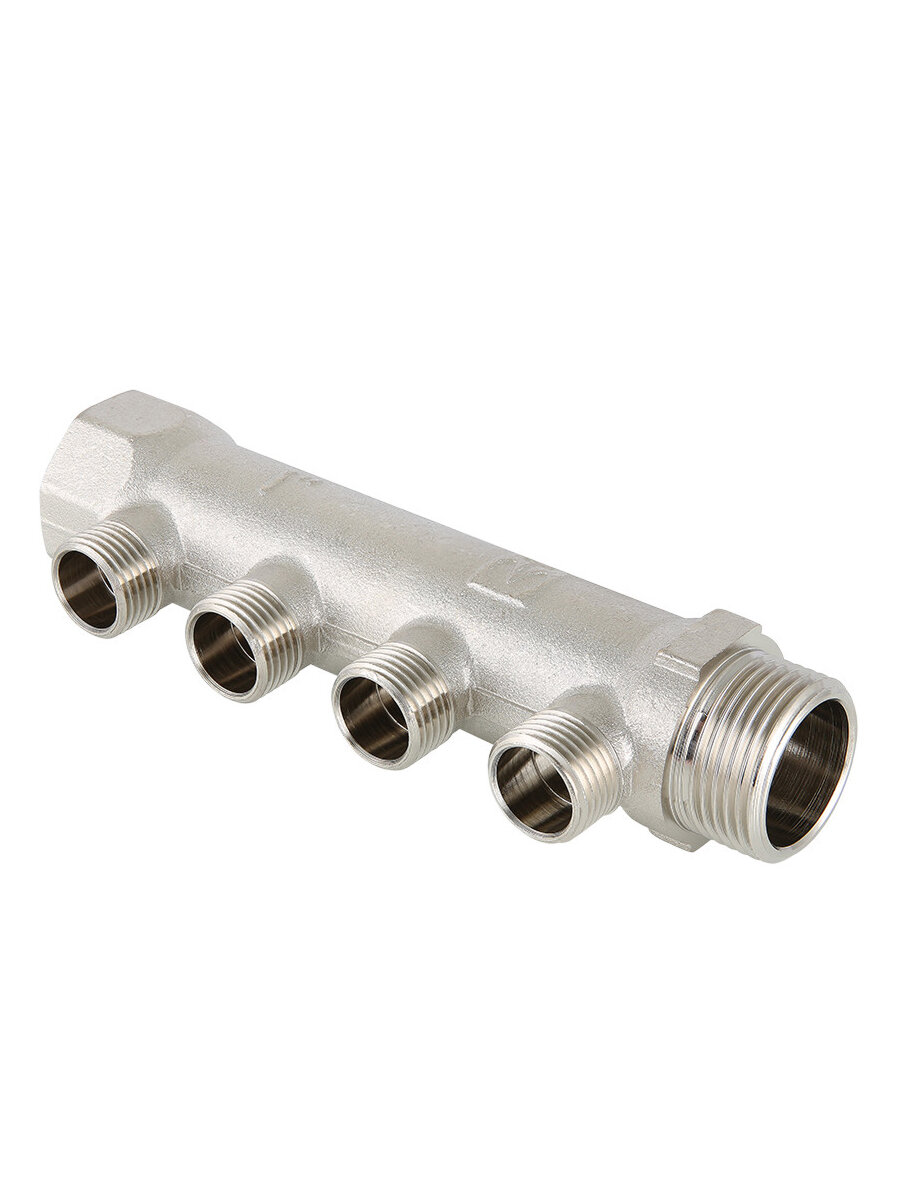 Коллектор VALTEC 1" на 4 выхода 1/2"Н никель VTc.500. N.0604