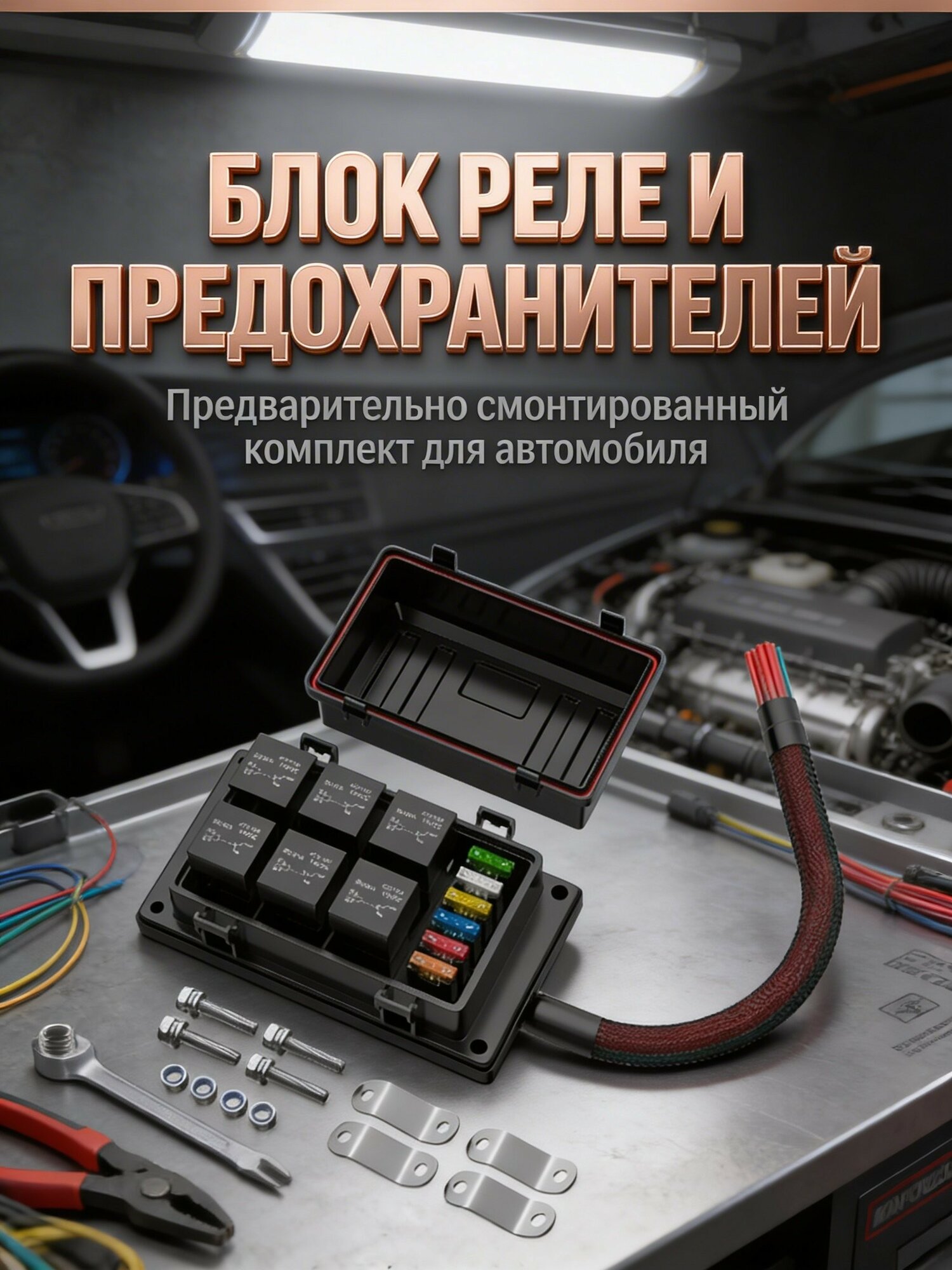 Водонепроницаемый 12 В блок с 6 4-контактными реле 40A и комплектом предохранителей ATC ATO для автомобиля, предварительно смонтированный