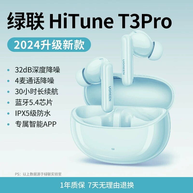 Green Link T3 Pro беспроводные Bluetooth наушники синий ANC шумоподавление 30 часов батареи смарт-приложение