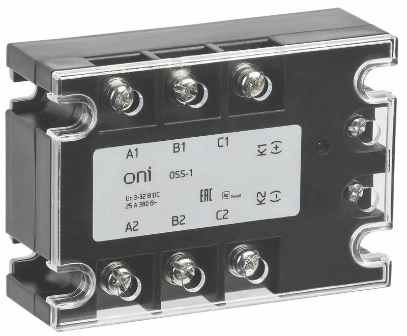 Реле твердотельное ONI номинальный ток 40 А, входное напряжение 380 В AC, управление 3-32 В DC