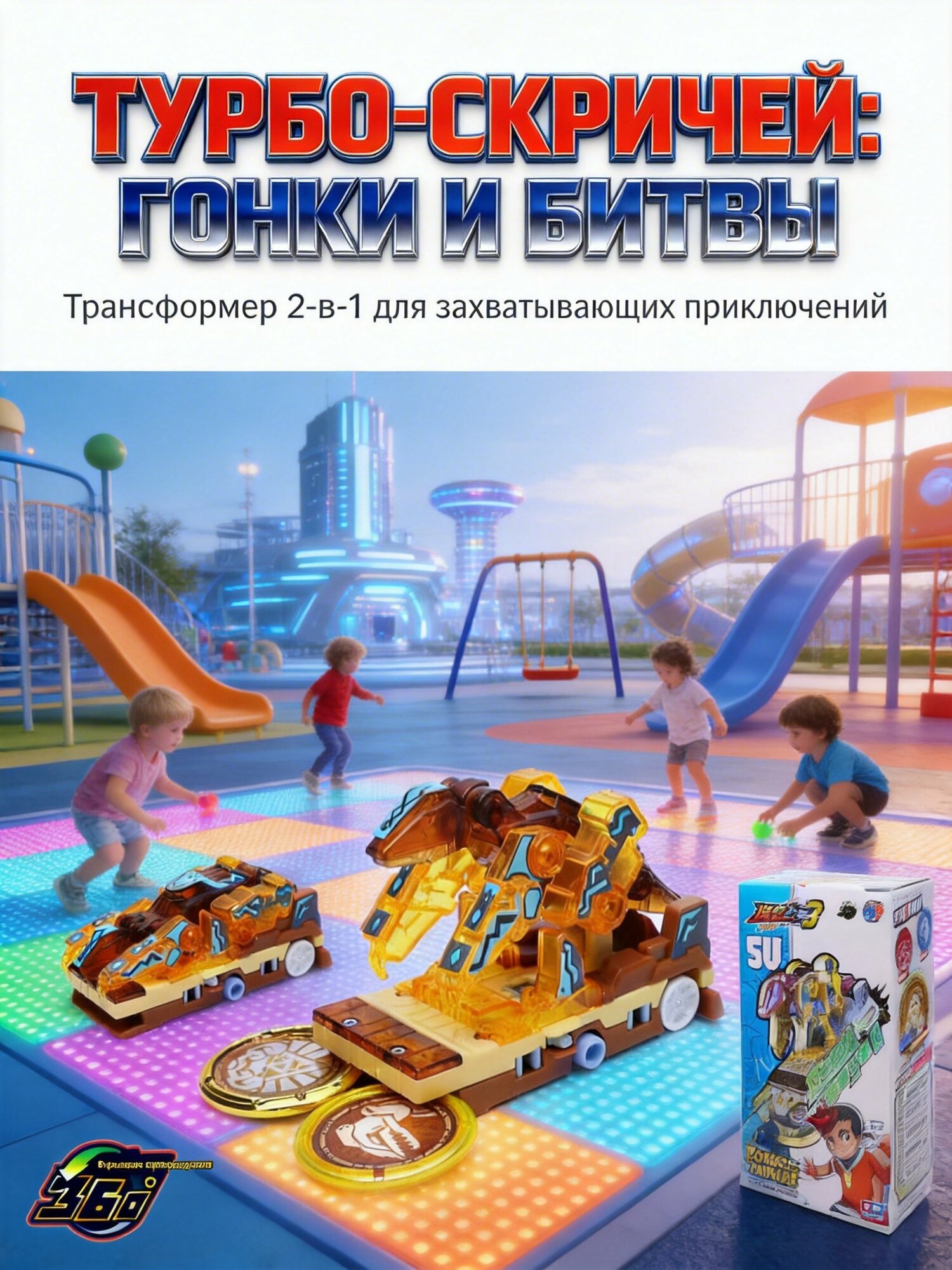Игрушка Машинка-трансформер 2-в-1 Турбо-Скричер, скоростной режим для гонок и боевой режим робота для сражений