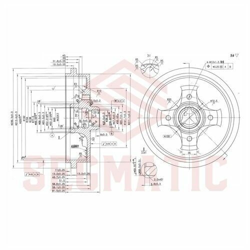 Барабан тормозной Audi 80/90 B2 >,1986, VW Golf II/Jetta II 1983-1992, VW Passat B3 1988-1993 Segmatic SDB30053028