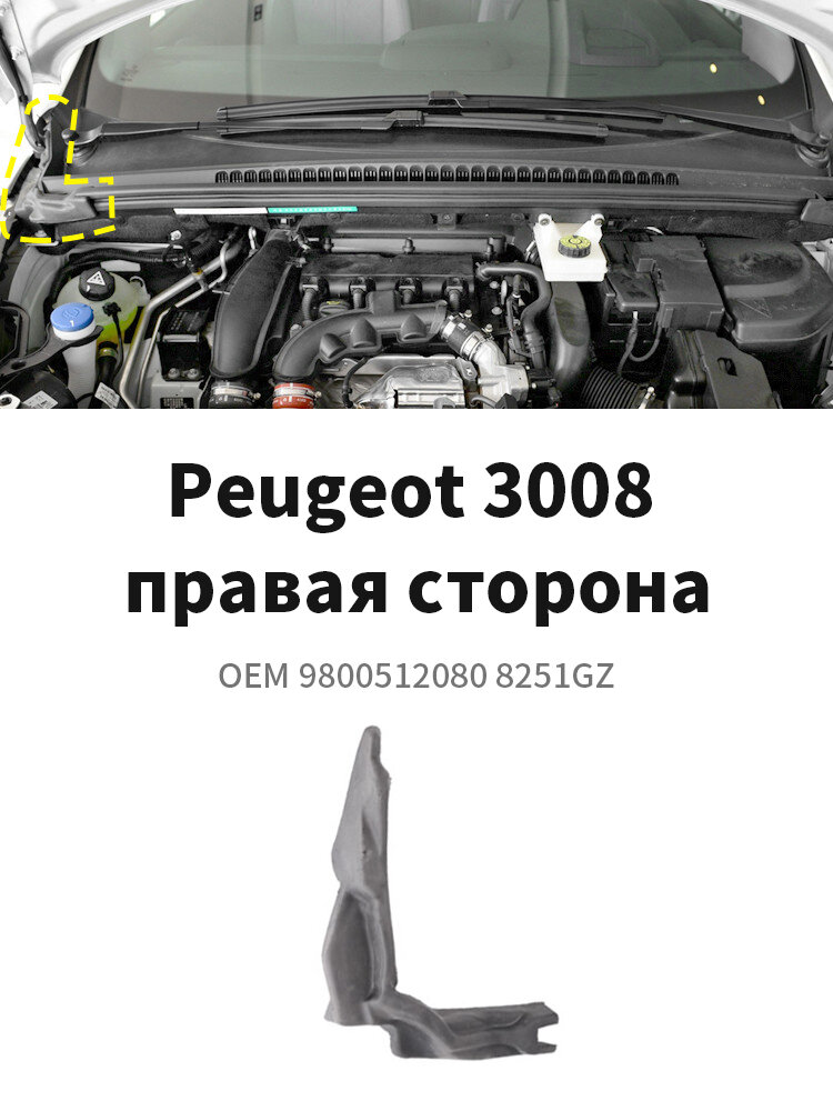 Переднее лобовое стекло Peugeot 3008 - сбор дождевой воды и буфер губки пены, OEM 9800512180/9800512080 лев/прав