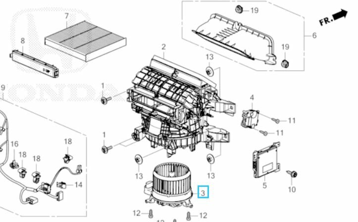 Двигатель в сборе, вентилятор; Артикул Honda: 79310THAH01 (Оригинал)