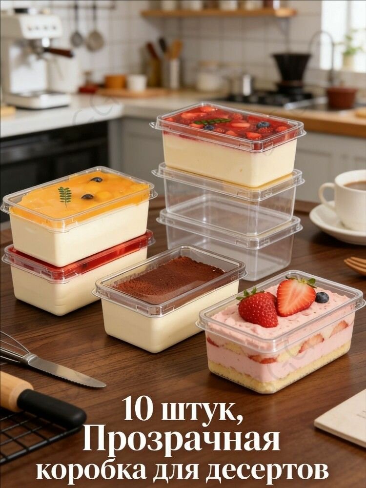 10 шт. прозрачных коробок для хранения тортов на вынос, переносные коробки для выпечки, для упаковки десерта т
