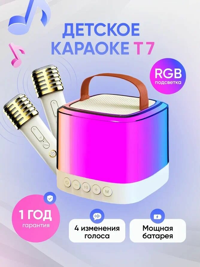 Детская караоке система с двумя беспроводными микрофонами и колонкой