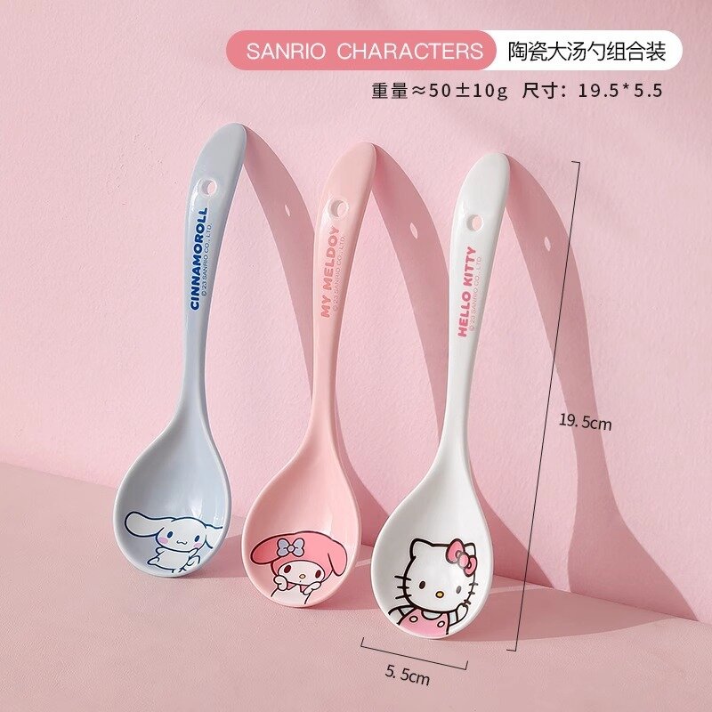 Большая суповая ложка Sanrio, ложка с длинной ручкой, керамическая кухонная ложка, ложка из мультфильма.