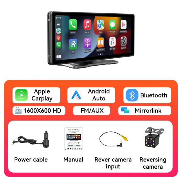 Автомобильный MP5-плеер 10.26" с Apple CarPlay, Android Auto, Bluetooth, Reversing camera