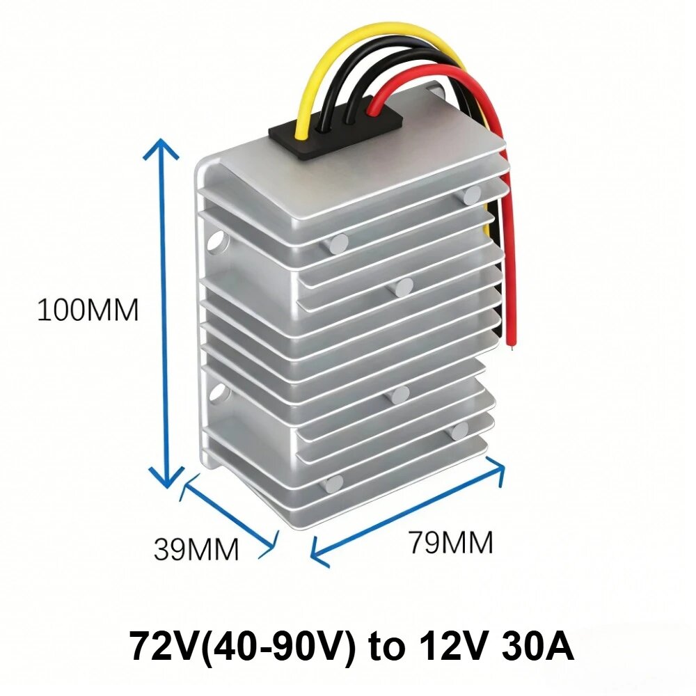 DC-DC понижающий преобразователь 72V(40-90V) до 12V 30A