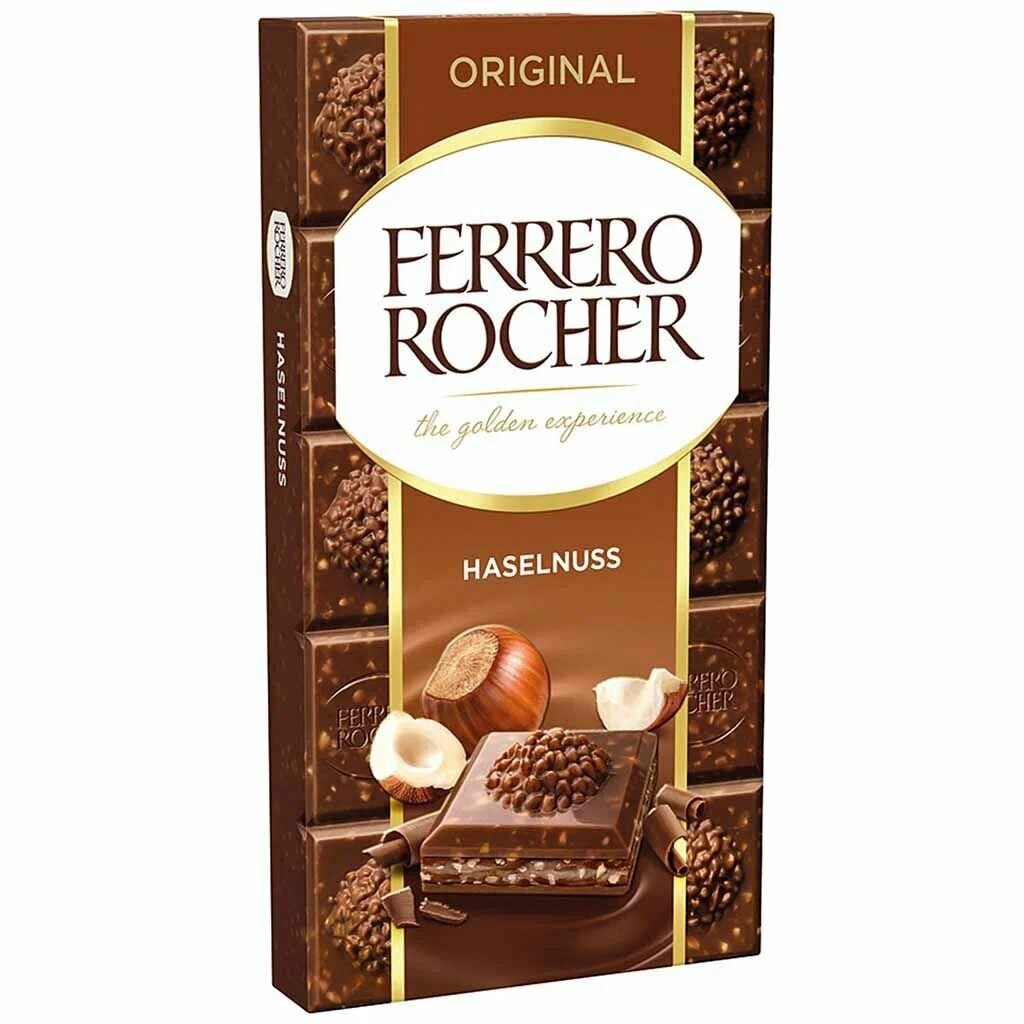 Шоколад Ferrero Rocher Ферреро Роше молочный с лесным орехом 90г, Германия