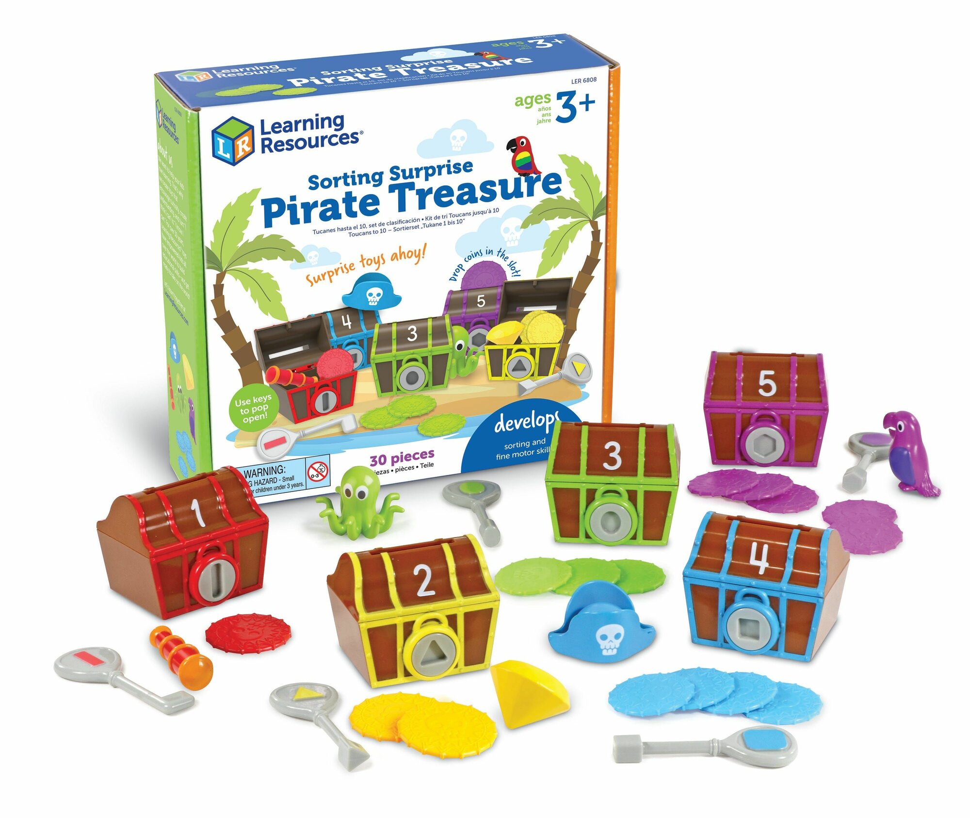 Развивающая игрушка Learning Resources - Набор для сортировки "Пиратские сокровища" Sorting Surprise Pirate Treasure, 30 эл. - LER6808