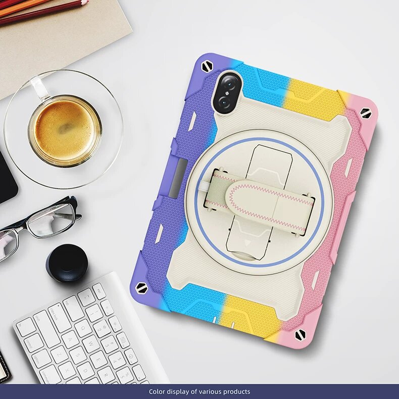 Чехол-обложка для Honor Pad V8 11 дюймов, мягкий силикон, стиль Армор А, с ремешком и защитным стеклом