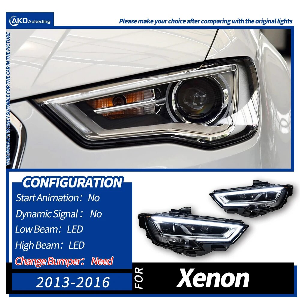 Автомобиль для Audi A3 8V 2013-2021 S3 RS3 Седан Хэтчбек Фары Drl Hella Led Биксеноновая лампа Противотуманные фары Автомобильный аксессуар Фароное стекло