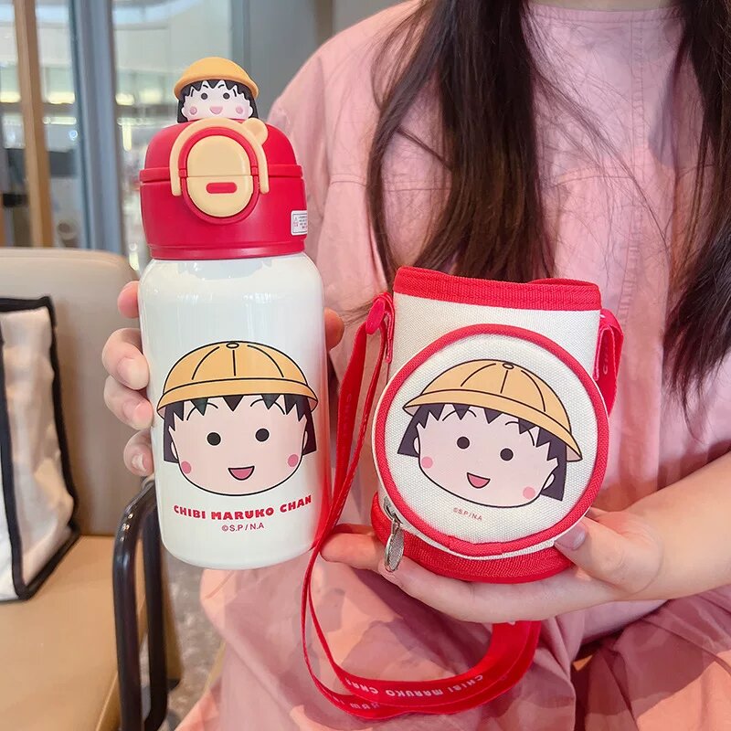 Красная кружка Chibi Cherry 500 мл с подставкой, милый мультяшный дизайн для девочек