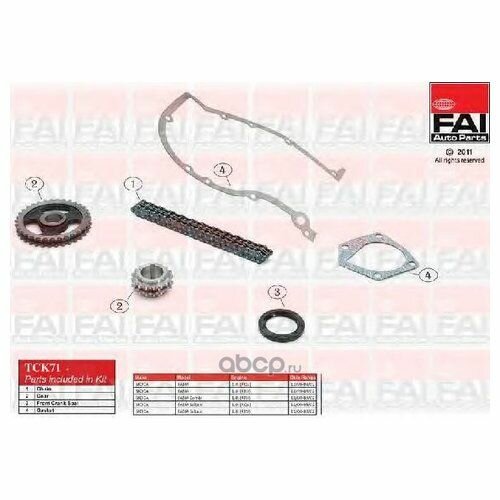 Комплект цепи грм skoda fabia (6y2) 1.0 12/99-08/02 (aqv) Fai TCK71